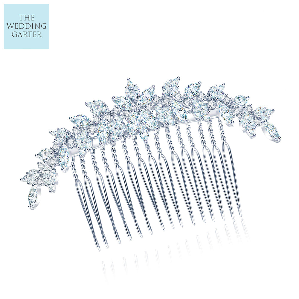 Delicate Zirconia Crystal Bridal Hair Comb – The Wedding Garter