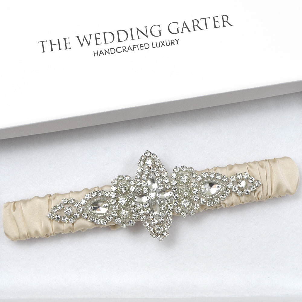 Diana Champagne Gold Rhinestone Bridal Garter For Brides – The Wedding ...