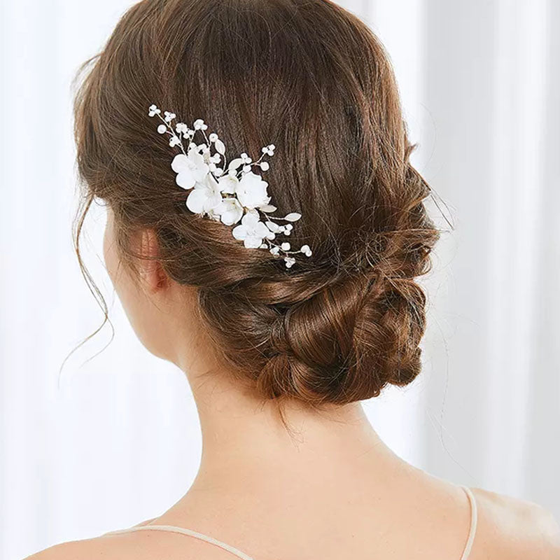Pretty Porcelain Floral Bridal Headpiece Comb – The Wedding Garter